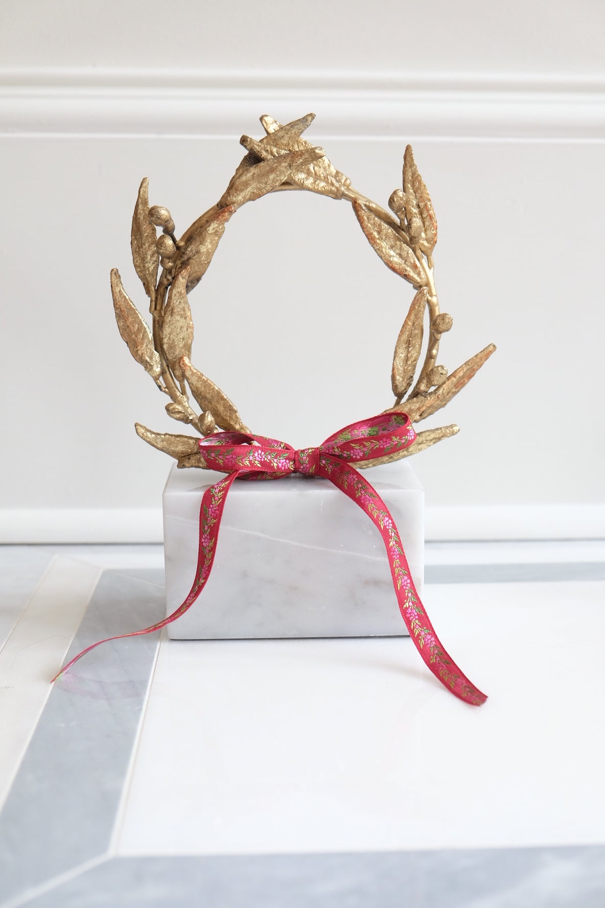 French Apollo Wreath with Bespoke Ribbon - Thin Red Floral – June St ...